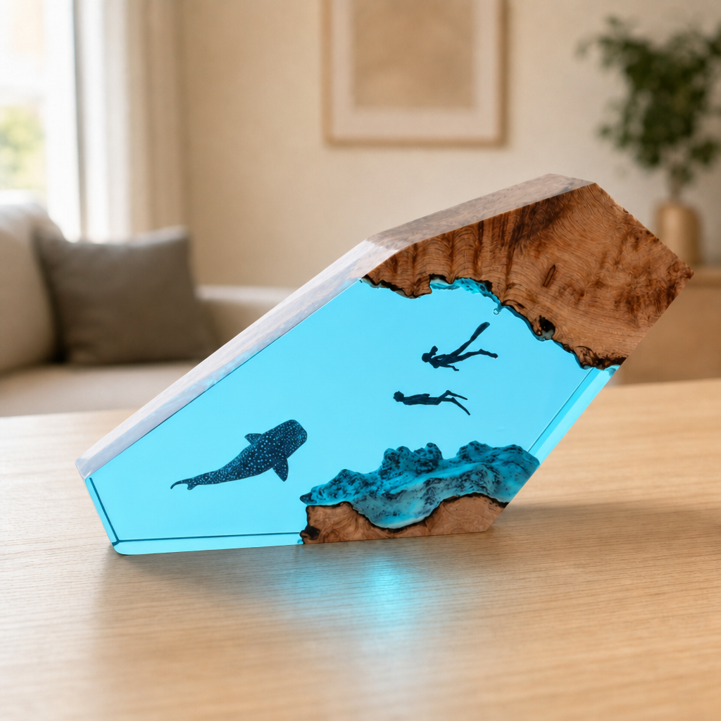 Handmade Ocean Resin Lamp – Art By Abby